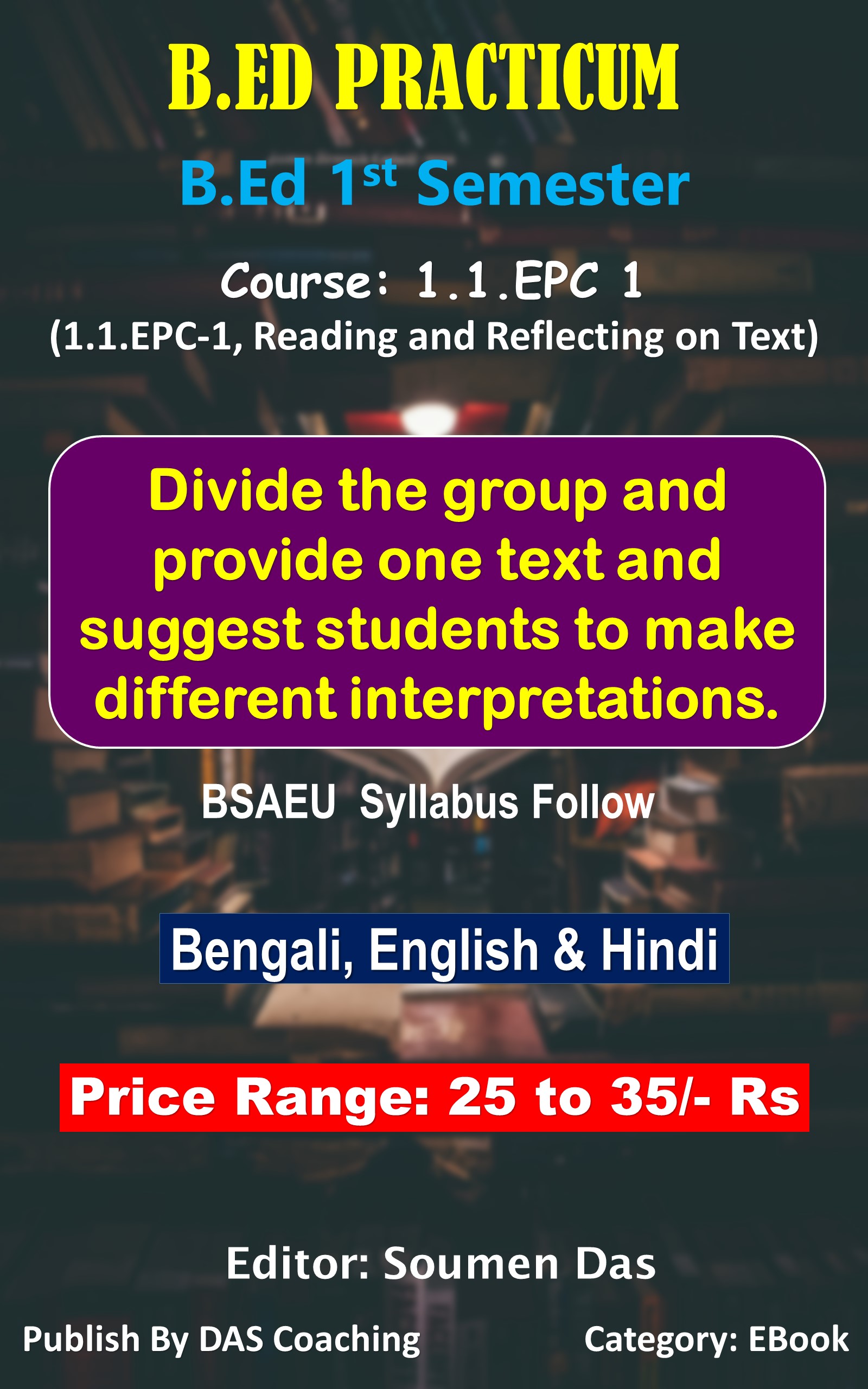 BSAEU B.Ed 1st Semester Practicum || Course: 1.1.EPC1 (Reading and ...